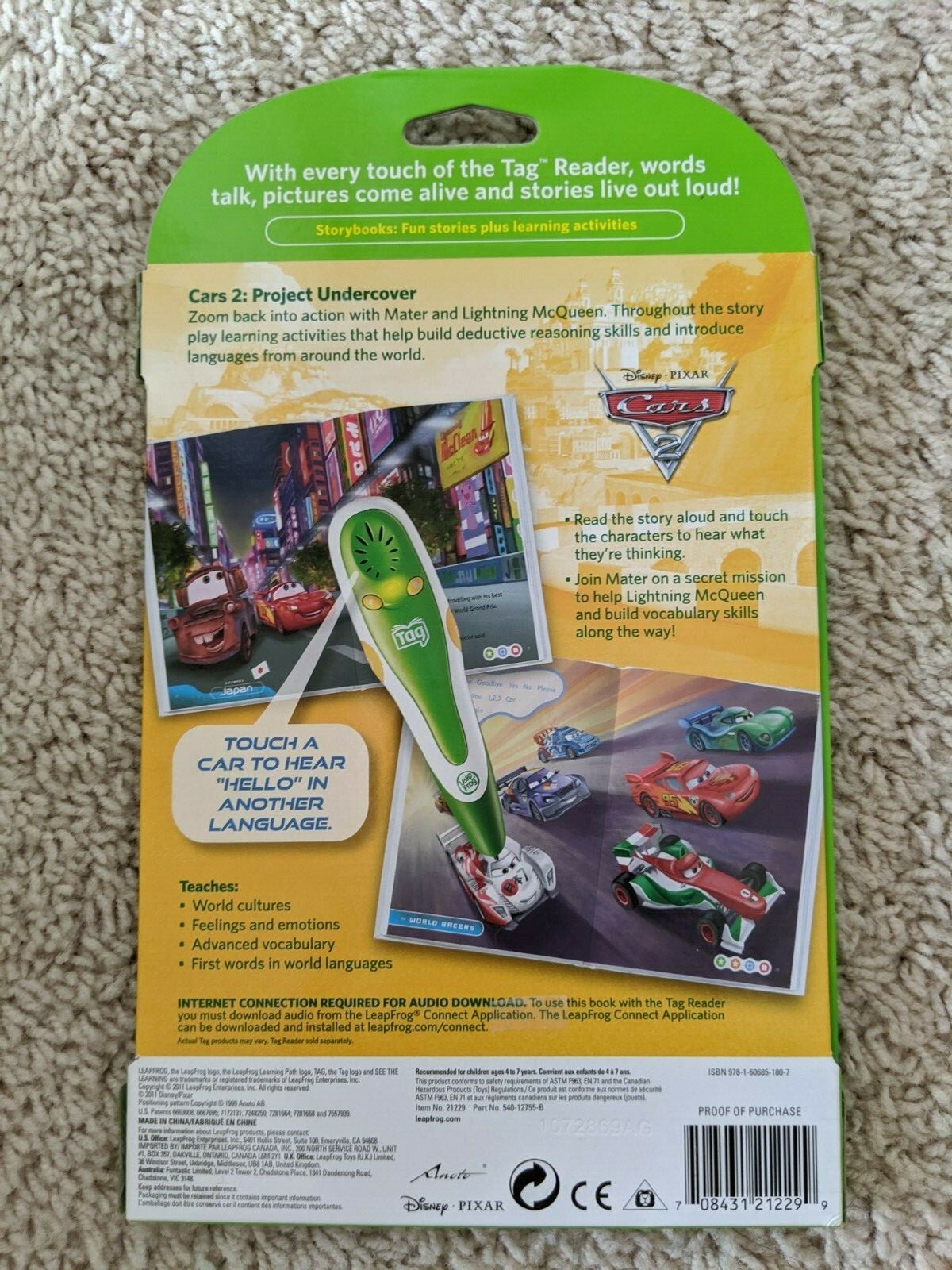 LeapFrog TAG & LeapReader Disney's Pixar Cars 2 Project Undercover ~NIP ...