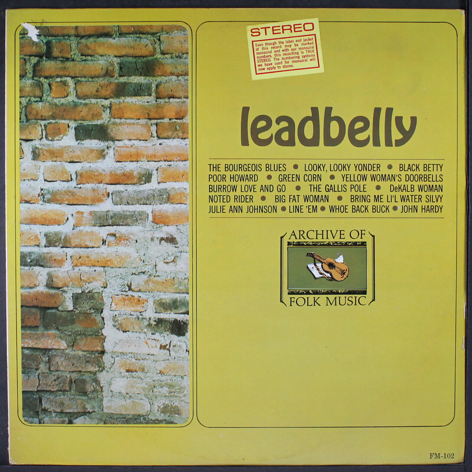 LEADBELLY: leadbelly ARCHIVE OF FOLK MUSIC 12" LP 33 RPM | eBay