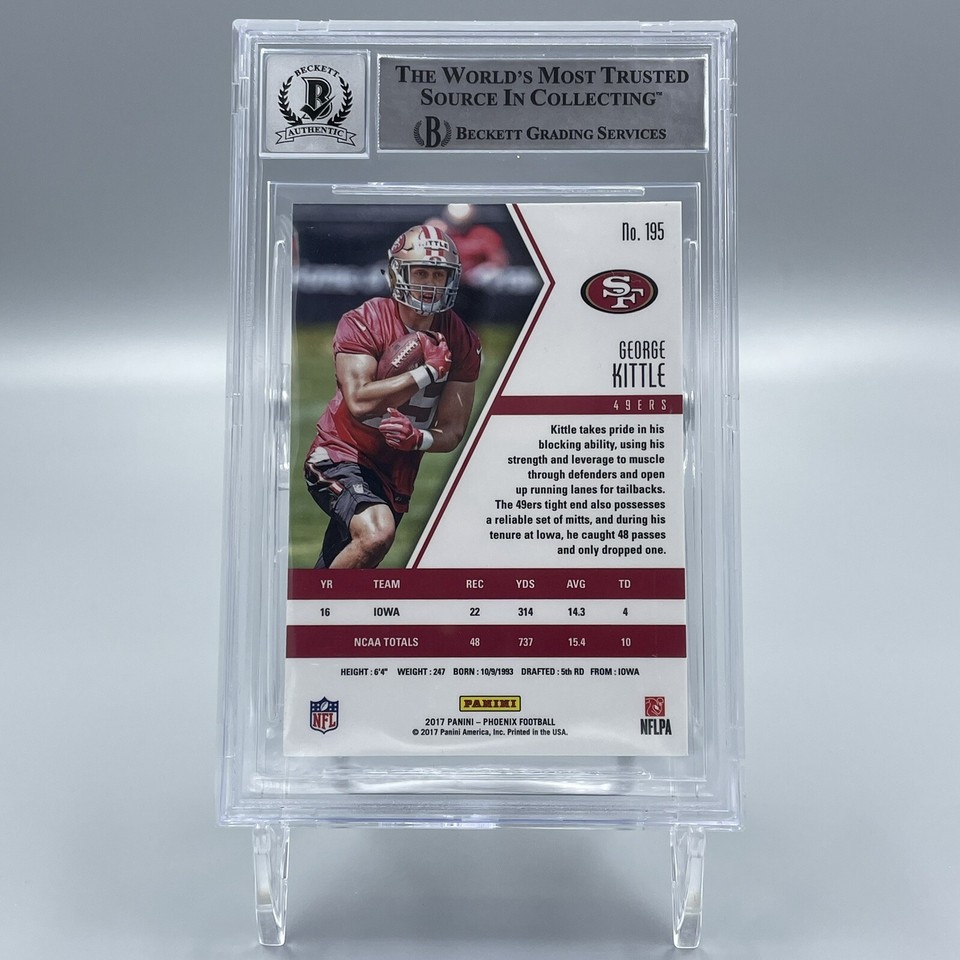 George Kittle Signed 2017 Panini Phoenix #195 Rookie Card Beckett BAS ...