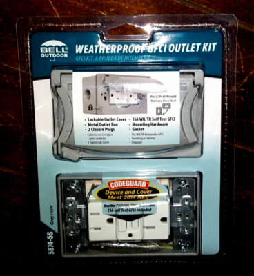 Weatherproof GFCI Outlet Kit: Device & *Gray* Cover Complete Set - Item ...