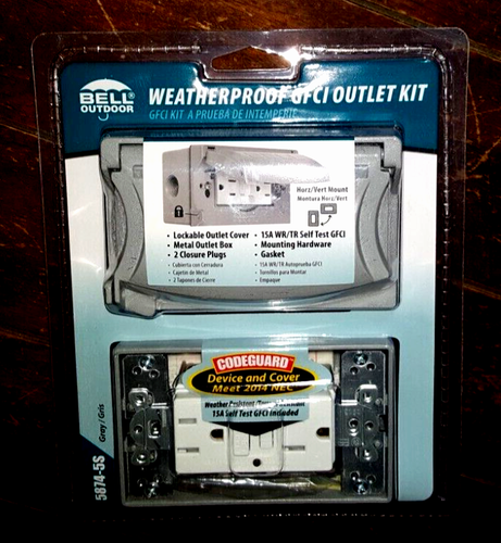 Weatherproof GFCI Outlet Kit: Device & *Gray* Cover Complete Set - Item ...