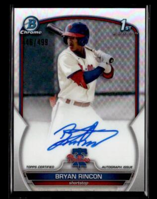 2023 Bowman Chrome #CPA-BRN Bryan Rincon Chrome Auto Refractor /499 ...