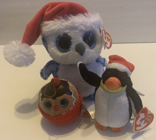 TY BEANIE BABIES Boos Ornament, Santa Zero Penguin, Coco,icicles Owl ...