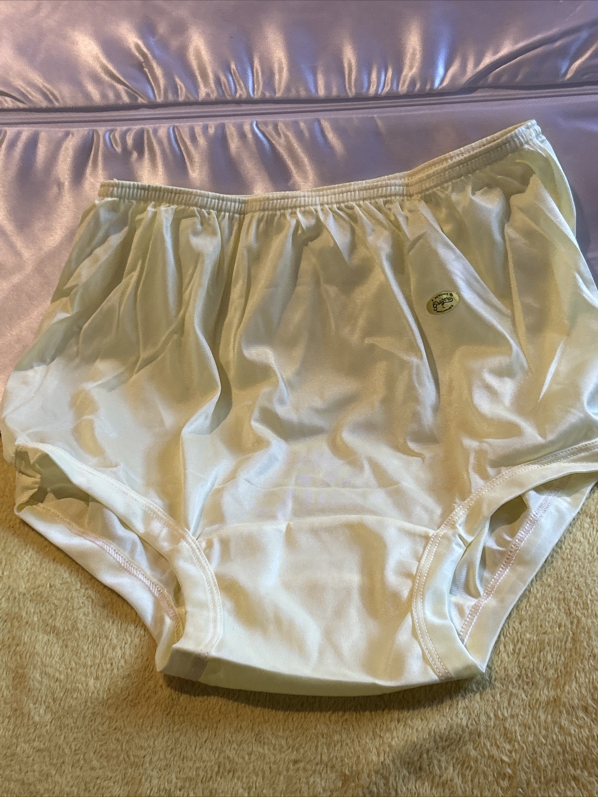 Vintage Shiny Full Brief Panty Double Nylon Gusset Gr… Gem