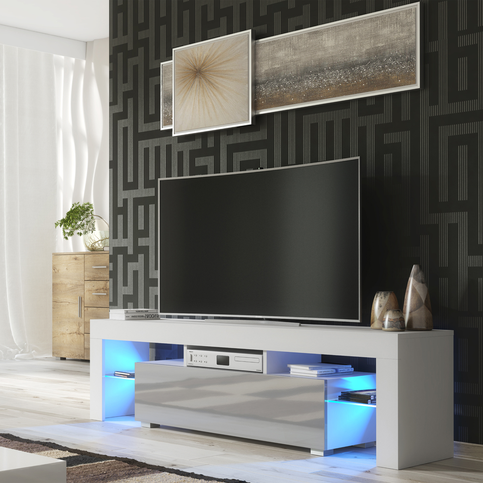 Modern 160cm TV Unit Cabinet | TV Stand with High Gloss Doors | Free ...
