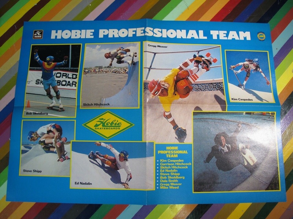 vtg 1970s skateboard ephemera - Hobie 2 sided foldout poster skate surf ...