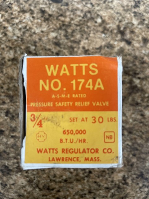 Watts 174a Pressure Relief Valve 3/4" 30 PSI 0274428 for sale online | eBay