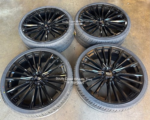 26'' Inch 2025 Escalade Wheels Black FR205 with Tires Silverado Tahoe ...