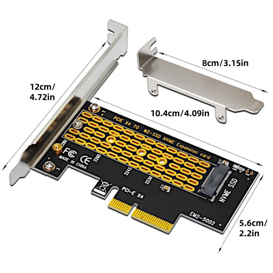 1 x EM2-5002 Adapter Card Compatible PCIe Slot Types: PCIe 4X, 8X, 16X ...