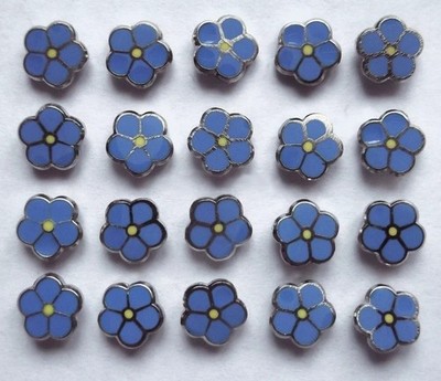 20x TINY 7mm Masonic Forget Me Not Pin Badge Chrome/Enamel Flower ...