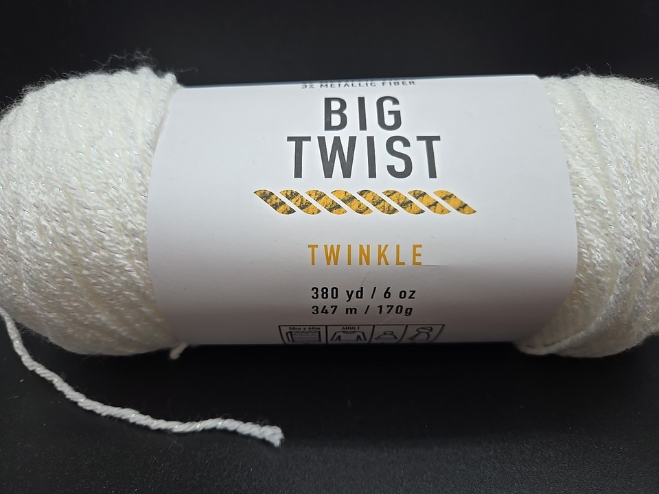 Big Twist Twinkle Yarn White Dye Lot #650157 Weight #4 Acrylic ...