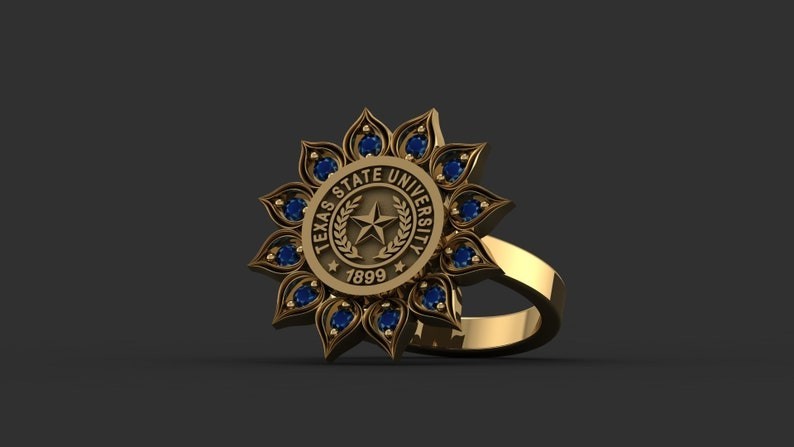 Custom Personalized Texas State University Ring 1899, Gold Plated ...
