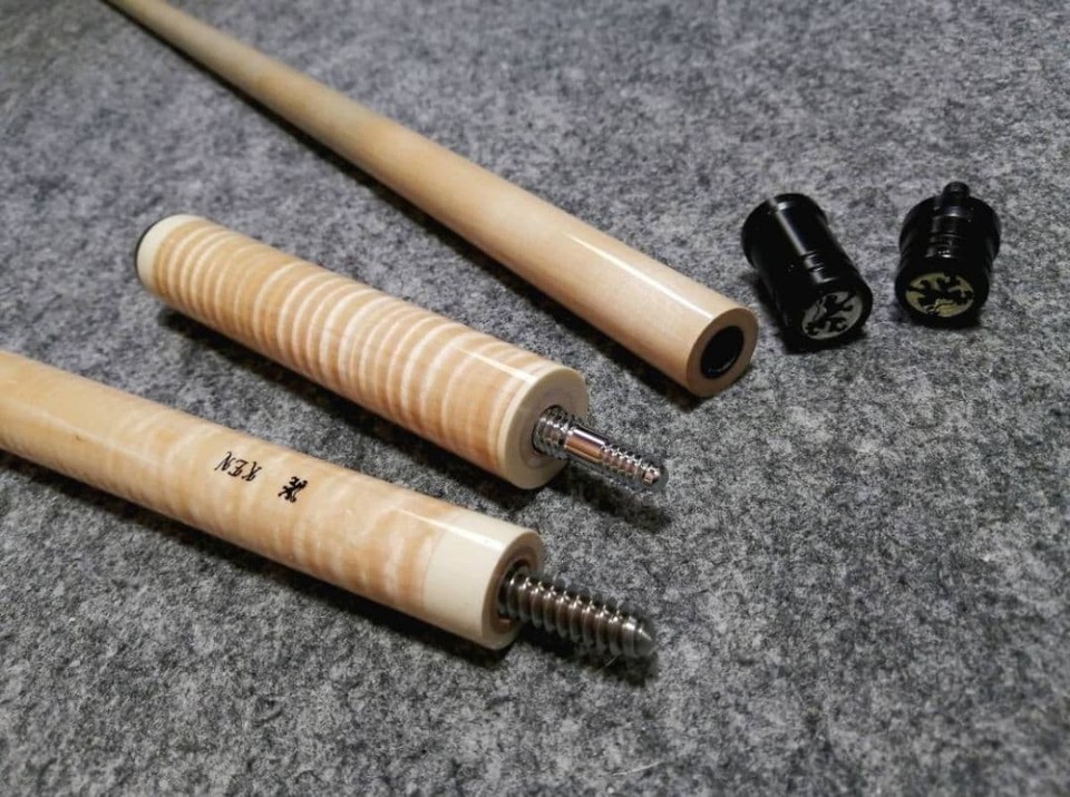 ADAM Custom Jump Cue “KEN” Curly Maple Tiger Grain Diamond Tip Pool ...