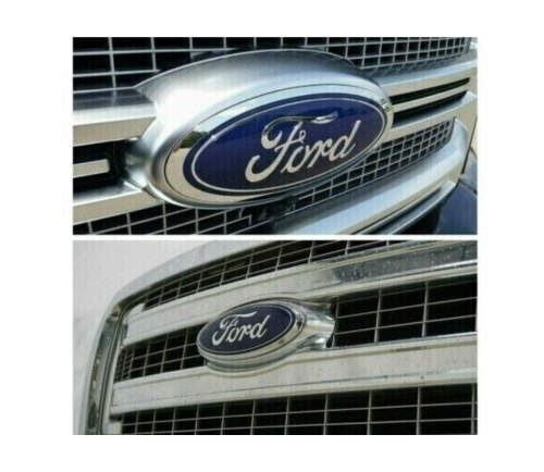 FORD BLUE 9 INCH Emblem For Front Grille/Tailgate Oval Badge Chrome ...
