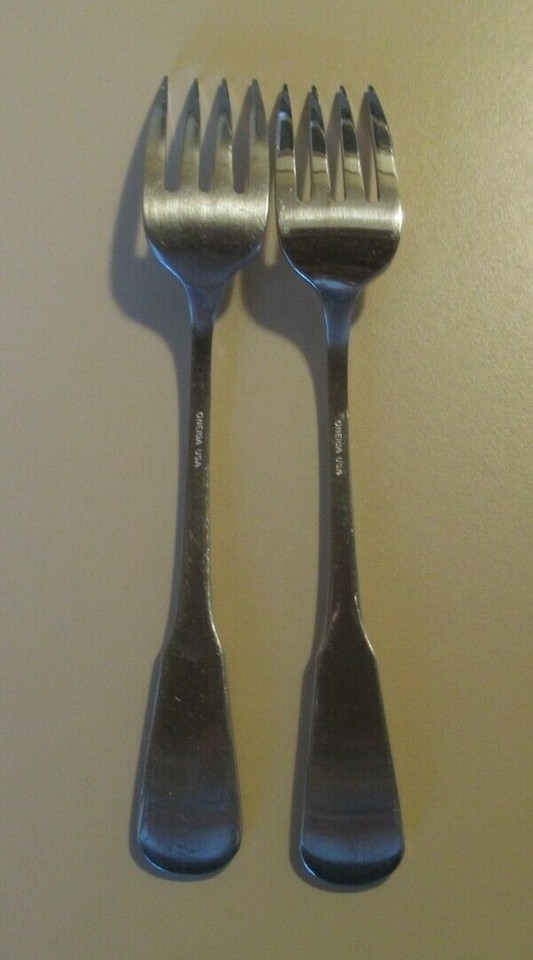 2 Oneida USA Stainless Flatware Salad Forks, Colonial Boston pattern 6 ...