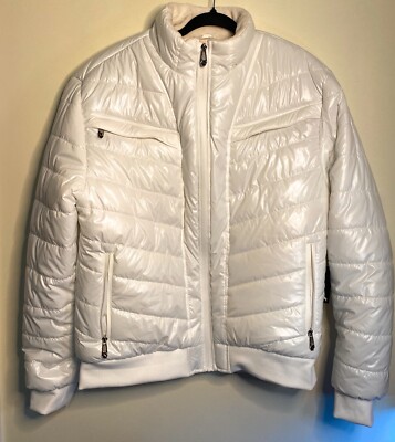 Stone Falcon Quilted Puffer Jacket White XL Fur Lined Zip Pockets Full ...