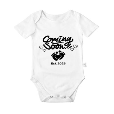 Cute Coming Soon Est.2025 Bodysuits Pregnancy Announcement Outfits Baby ...