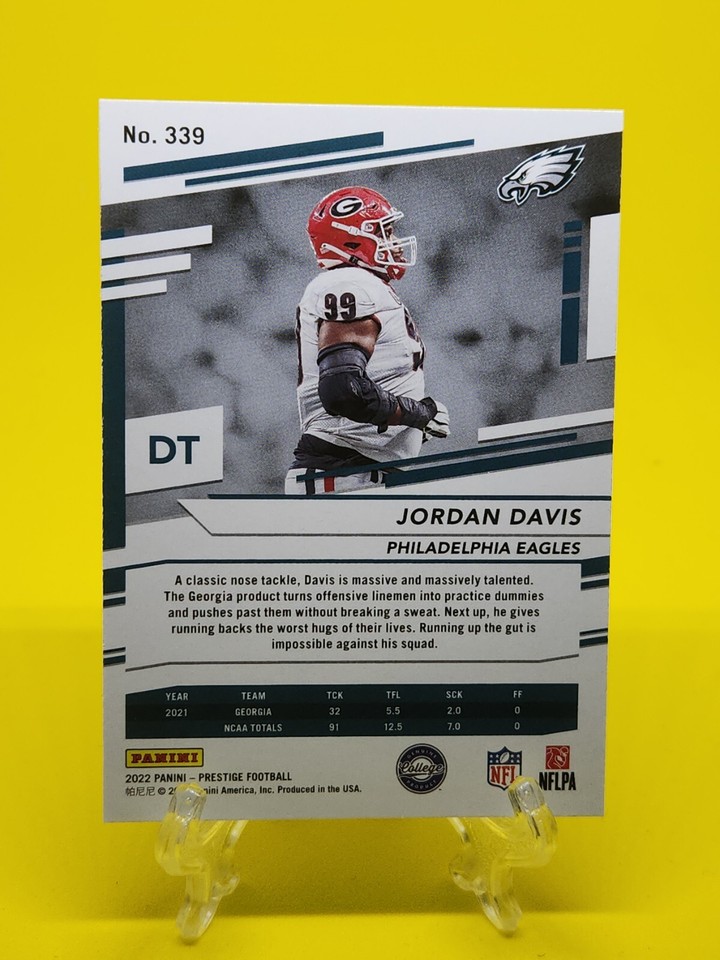 2022 PANINI PRESTIGE JORDAN DAVIS ROOKIE CARD PHILADELPHIA EAGLES #339 ...