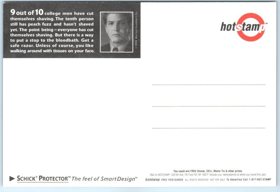 Postcard - Some scars make great stories. Some don't - Schick | eBay