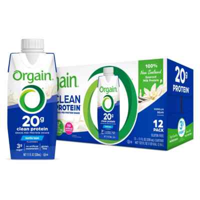 Orgain Clean Protein Shake Grass Fed Dairy Vanilla Bean 12ct- 20g Whey ...