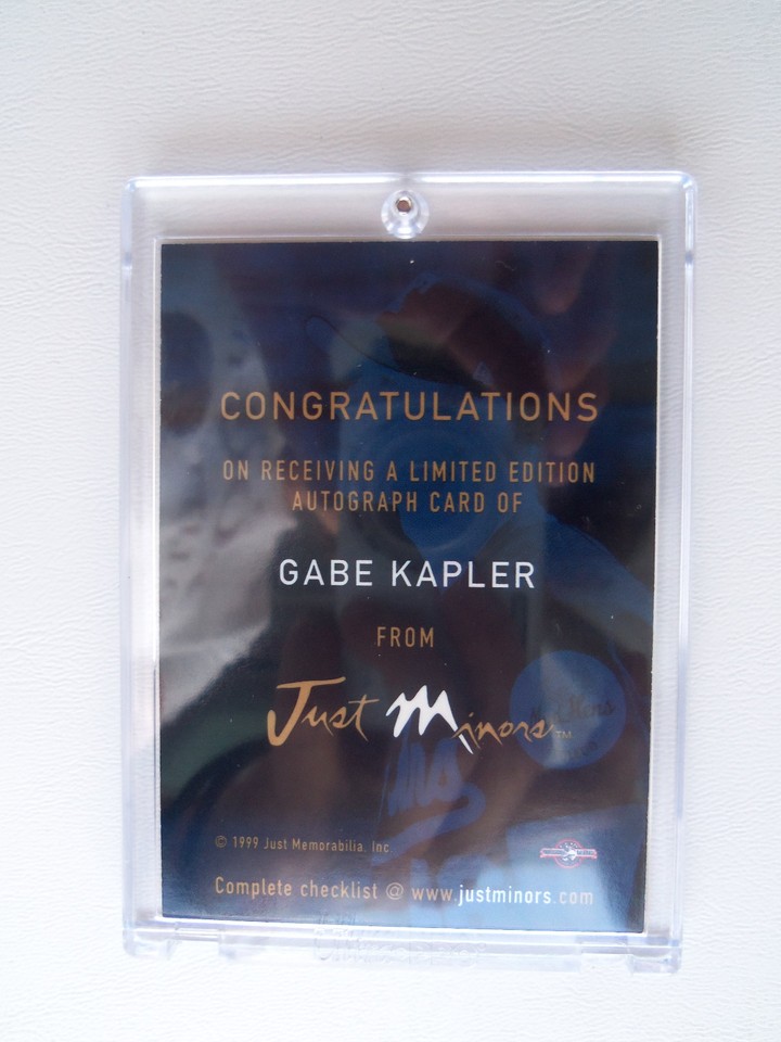 CARD: BASEBALL: 1999 Just Minors Autograph Card Gabe Kapler Toledo Mud ...