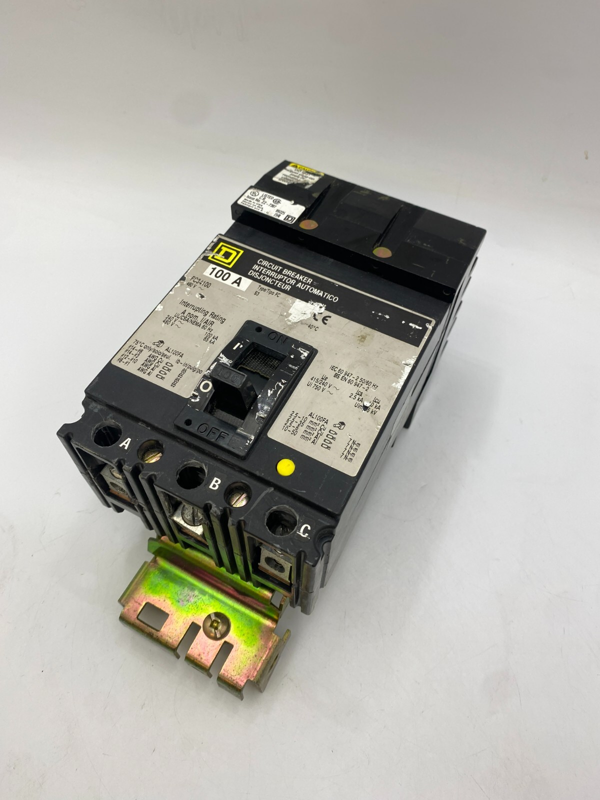 Square D FC34100 I-Line Circuit Breaker 100A 3P 480V Used Black 3 Pole ...