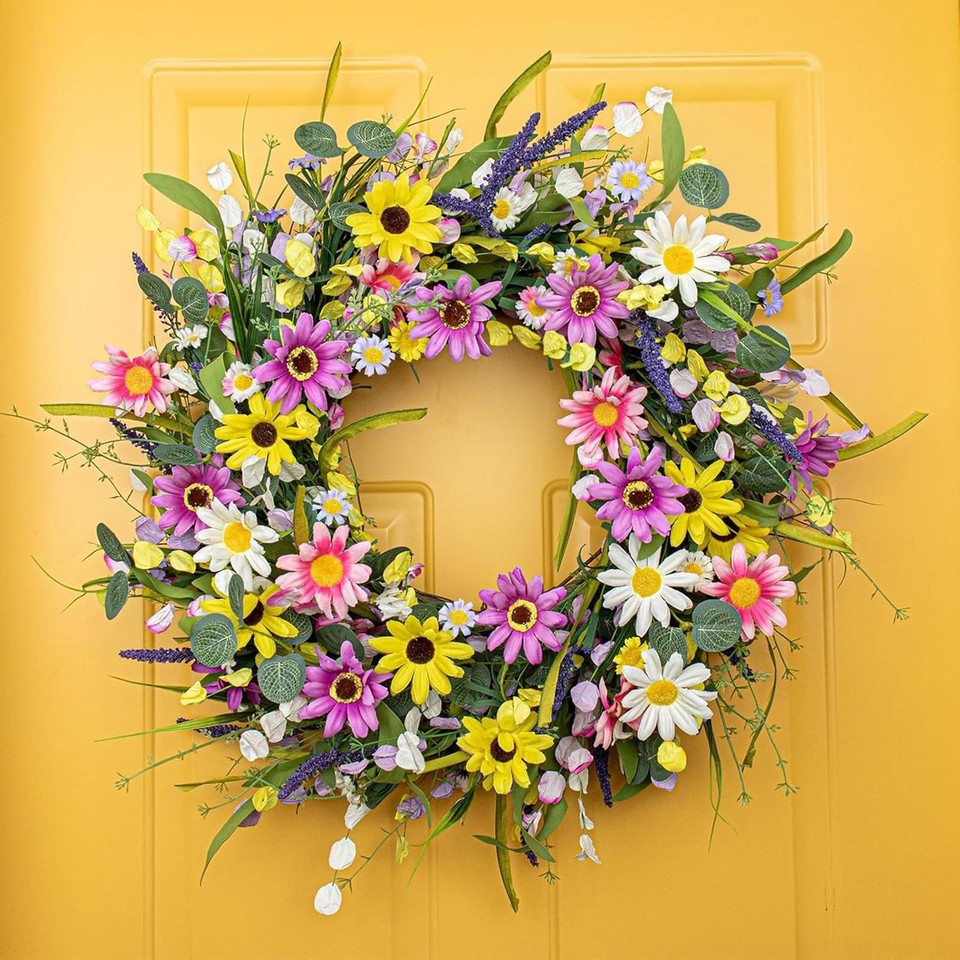 22 Inches Spring Wreaths for Front Door Spring Flower Wreaths Summer ...