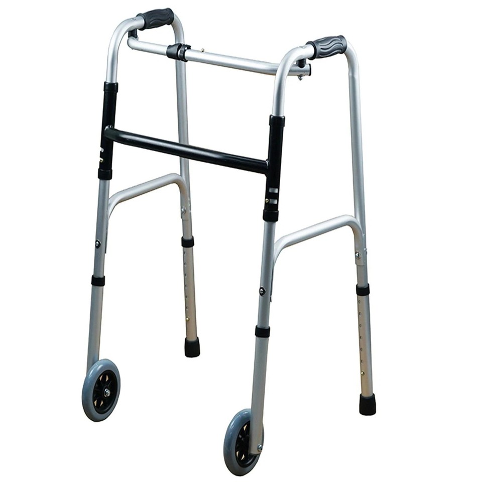 Folding Walking Frame Lightweight Aluminium Walker Adjustable Zimmer ...