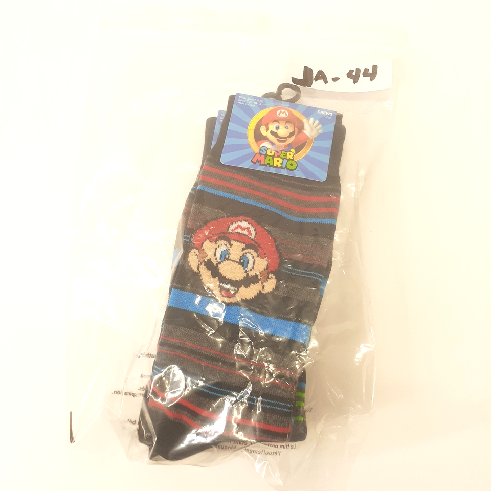 Nintendo Super Mario Luigi Mens 2 Pack Multicolor Striped Crew Socks Sz ...