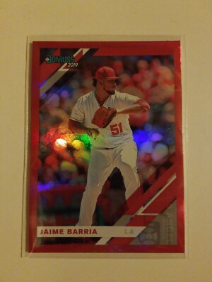 2019 Donruss Jaime Barria #69 Holo Red SP Los Angeles Angels Parallel ...