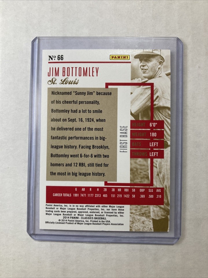 2014 Panini Classics #66- JIM BOTTOMLEY Silver SP Timeless Tributes #'d ...