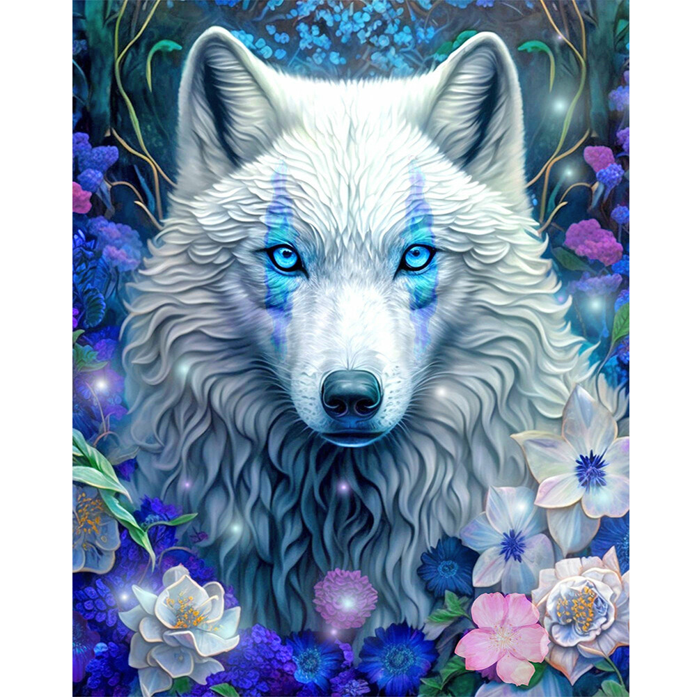 5D DIY Full Round Drill Diamond Painting White Wolf Kit Home Decoration ...