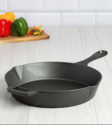 Goodful Pre-Seasoned Cast Iron Skillet Frying Pan Natural Non-Stick 12 ...