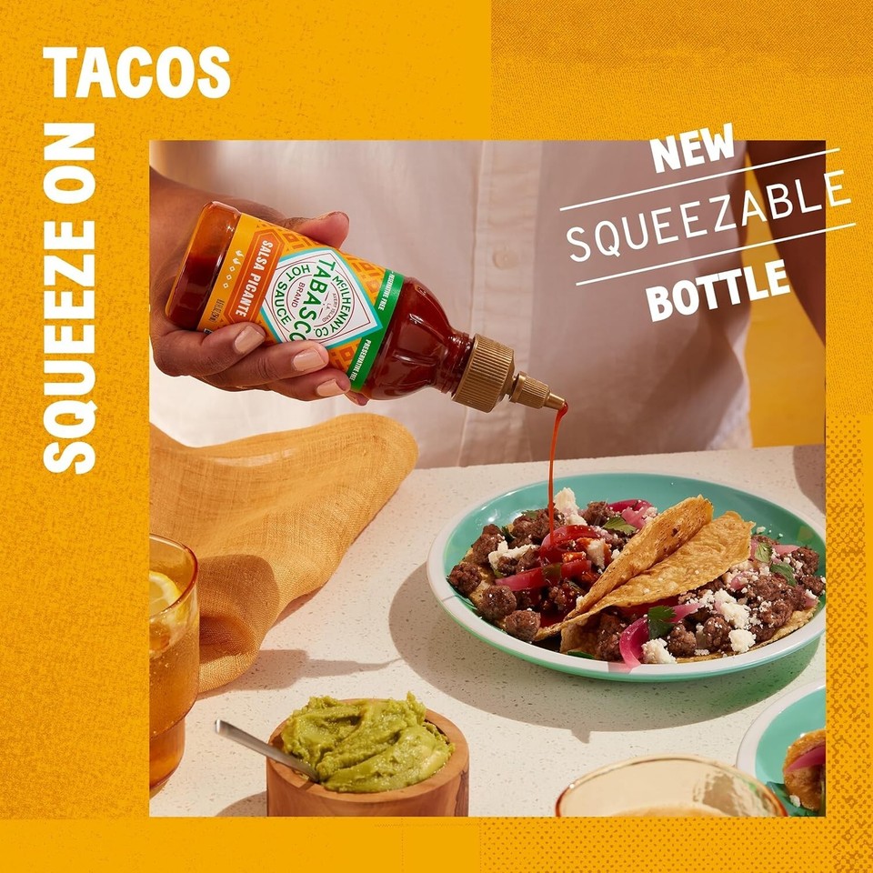 TABASCO® Brand Salsa Picante, Vibrant & Mild Hot Sauce, Easy-To-Squeeze ...