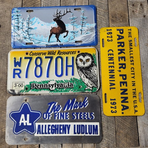 Four Vintage Pennsylvania License Plates Parker Benezett Allegheny ...