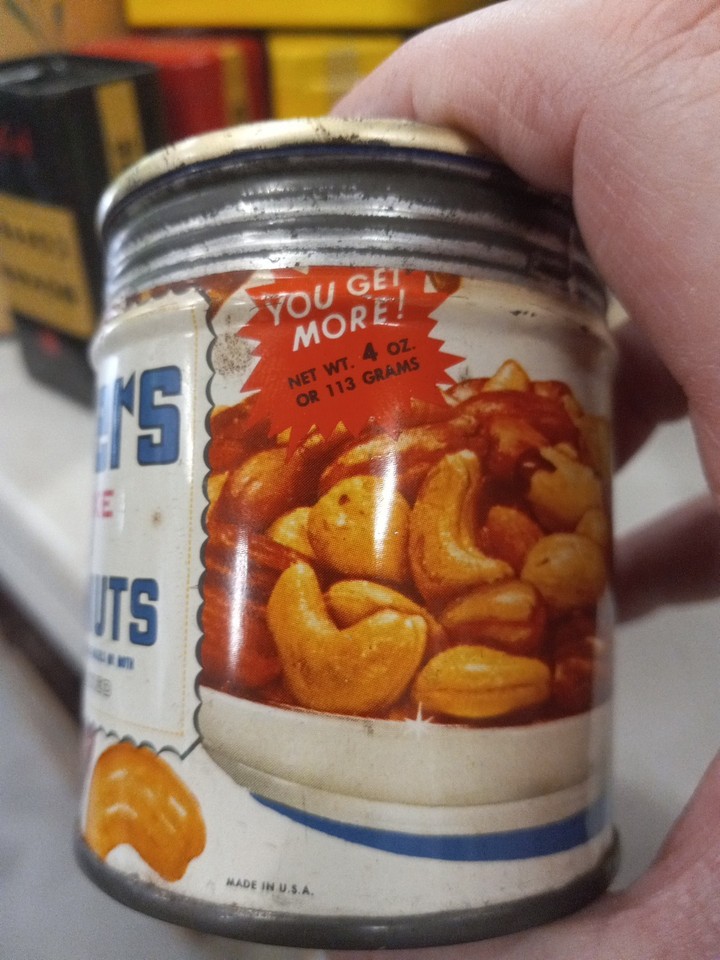 Vintage Planters Peanut Mixed Nuts Key Wind Can Tin Mr Peanut Original ...