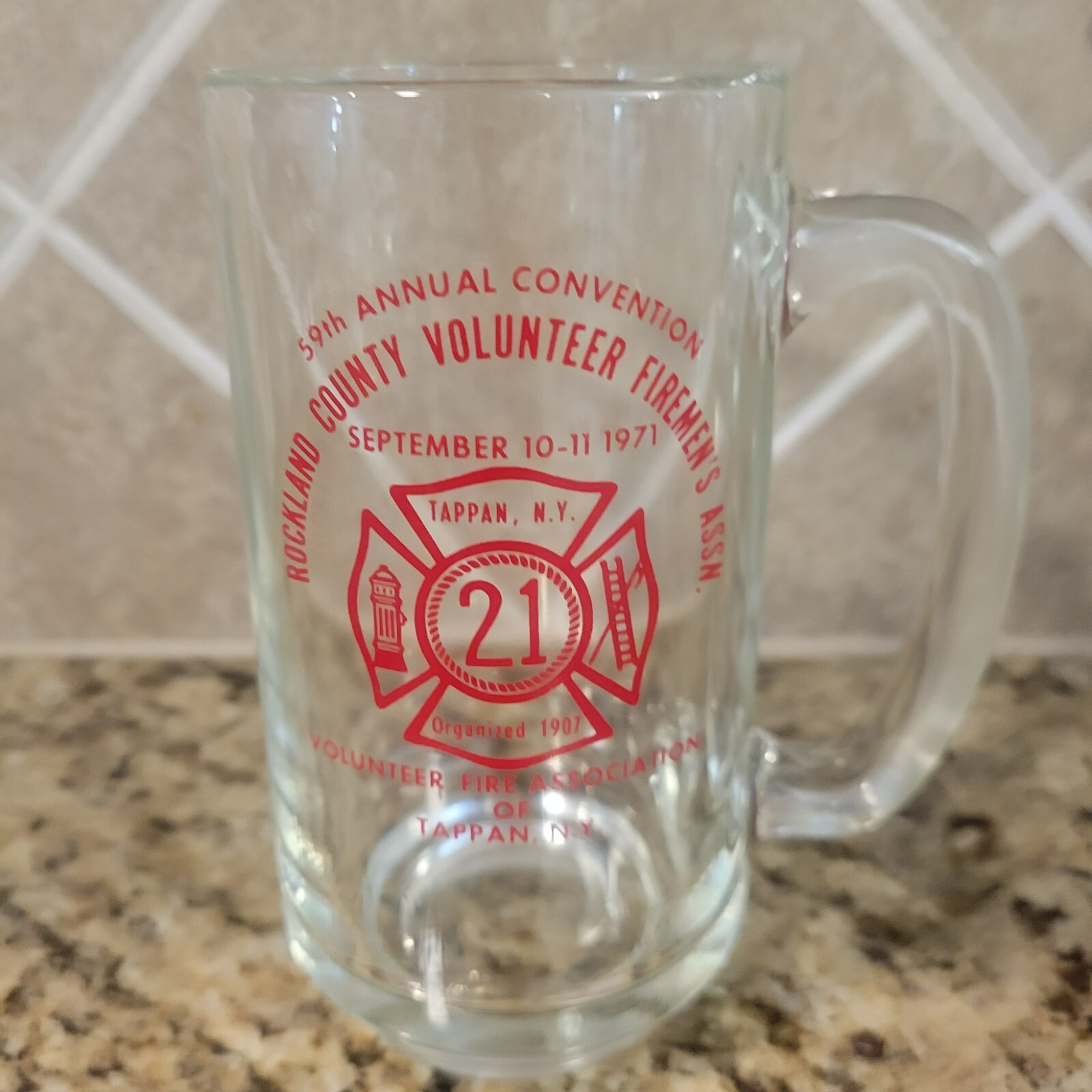 Vintage Fire Department Rockland county Clear Glass Beer Mug ...