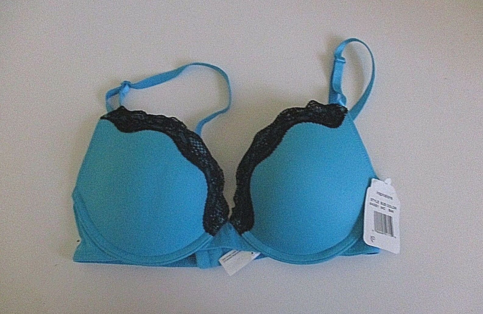 915B6 Maidenform 06406 Lace Trim Padded Underwire T-Shirt Bra 36B Teal ...