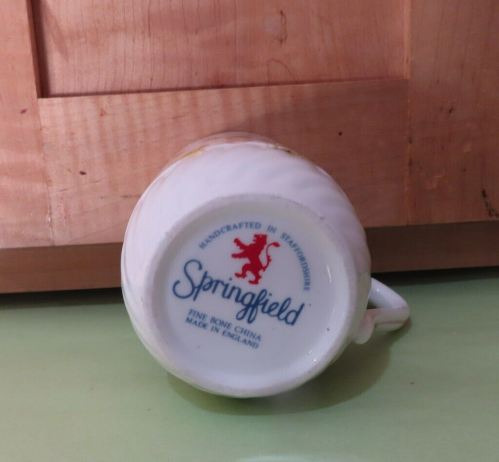 Springfield Bone China England Coffee Mug Cup Staffordshire pink/yellow ...