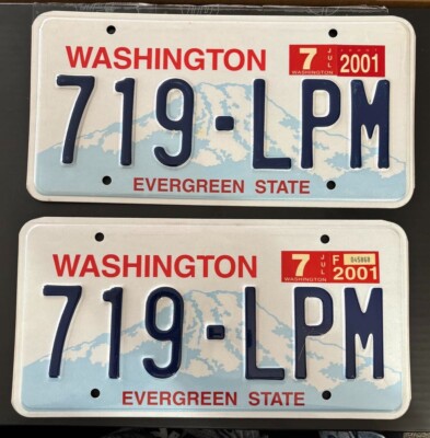 Washington 2001 License Plate PAIR # 719-LPM | eBay
