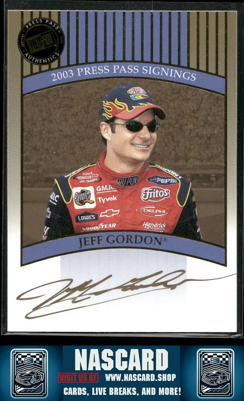 2003 Press Pass Signings Authentic Autograph Jeff Gordon Gold Ink | eBay