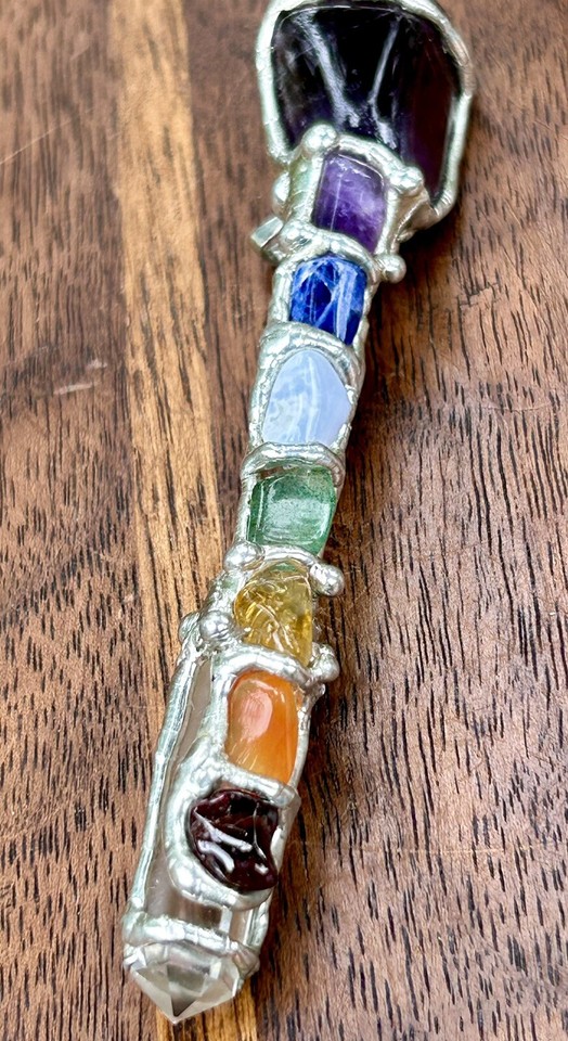 Chakra Mini Wand Selenite Energy Clearing Protection Healing Crystal ...