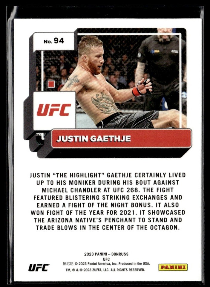 2023 Donruss UFC #94 Justin Gaethje MMA Card 2002Q | eBay