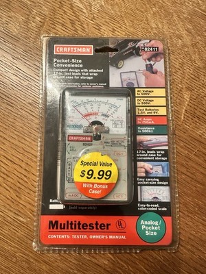 Vintage Sears Craftsman 82411 Pocket Analog Multitester Multimeter NOS ...