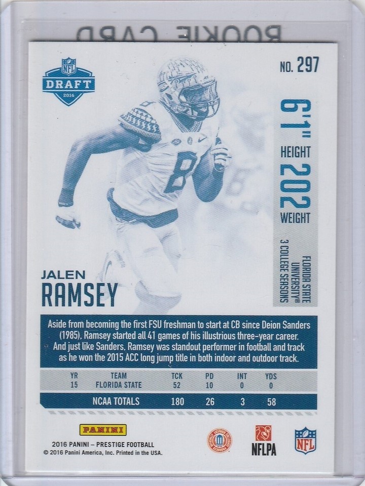 JALEN RAMSEY FSU Seminoles ROOKIE CARD 2016 Prestige Football JAGUARS ...