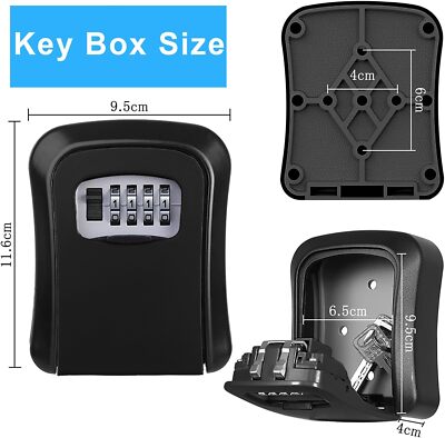 Key Safe 4 Digit Combination Key Safe Wall Mounted Outdoor Security Key ...