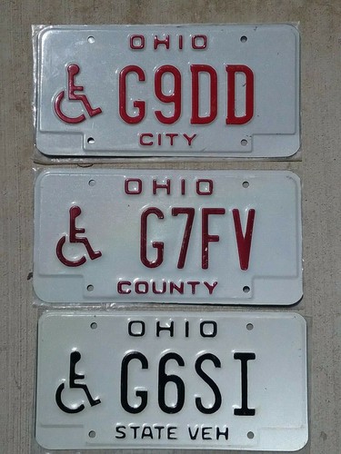 Ohio ALL 3 GOVERNMENT HANDICAPPED WHEELCHAIR License Plate Tags HIGH ...