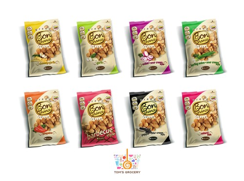 BON CHANCE Baked Bread Crisps Snacks Garlic Salami Cheese Onion ...