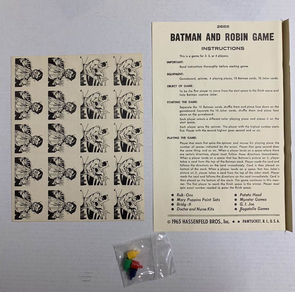 VINTAGE - BATMAN ROBIN Board Game - Hasbro 1965 - Green Board | eBay