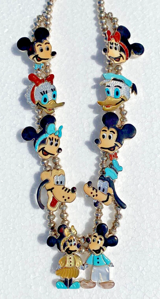Vintage Native American Zuni Handmade Disney Necklace and Mickey Mouse ...